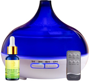 Divine Aroma Transparent Diffuser & Stress Relief Essential Oil Combo ...