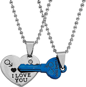 M Men Style Stylish Blade Pendant Locket With Chain Rhodium Zinc, Metal ...