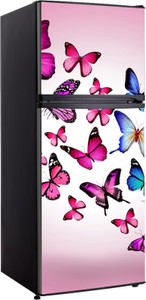 Ainan Decor 78 cm Beautiful Colorful Butterflies Pink Background Fridge ...