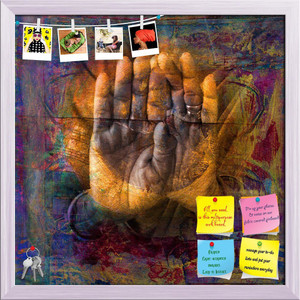 Artzfolio Gilded Hands In Open Palm Mudra Notice Pin Board Soft Board ...