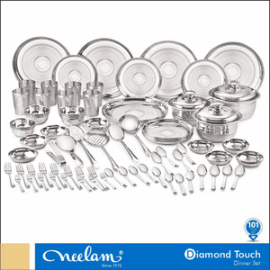 NEELAM Pack of 101 Stainless Steel Diamond Touch Eco Dinner Set of 101 ...