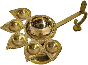 Ganpati Pancha Pradip/Pancharti Diya Oil Lamp For Puja Brass Table Diya ...