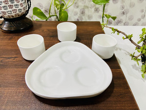 ALTAICA Bone China Serving Dip Sauce Chutney Platters with Three Bowls ...