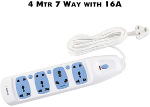 OREVA Powerlink with 4 Mtr 7 Way (Incl.2A-USB Ports & 16A Socket 7 ...