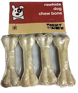 TommyChew Brandon 4 Inch 4 Pcs White Digestible Rawhide Pressed Bone ...