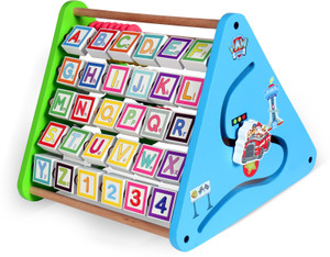 XIZOEN 4 in 1 Wooden Activity Triangle Alphabet Block Shape Shorter ...