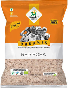 24 Mantra ORGANIC POHA 500 GRAMS PACK OF 1 Red Poha (Full Grain, Raw ...