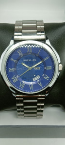 Royalex Men's Watch Blue Dial Roman Letter Day and Date Steel Case And ...