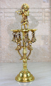 eSplanade Brass Krishna Oil Lamp Brass Diya Deepam Lamps Kuthu Vilakku ...