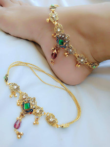 Qyuri Gold Plated Parrot Payal Anklets Indian Traditional Foot ...