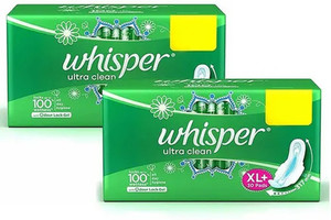 Whisper Ultra Clean Plus Sanitary Pads30+30+30+30XL Plus Pack of 4 ...