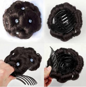 Clubry COMBO Flower Shape Clip Bun Extension/Juda Puff Extension ...