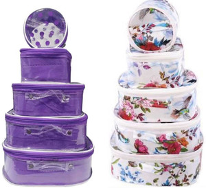 M I STORE POLKA DOT PURPLE & WHITE FABRIC 5 KIT VANITY BOX Vanity Box ...
