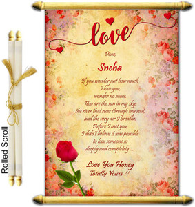 Midas Craft I Love You Sneha Wooden Scrolled Love Letter Quotes 01 ...