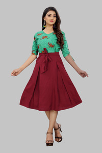 maruti fab Women A-line Multicolor Dress - Buy maruti fab Women A-line ...