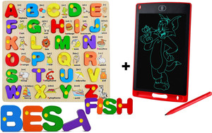 SHALAFI ABC Alphabet Puzzle Board Writing Pad/Tablet Board Slate ...
