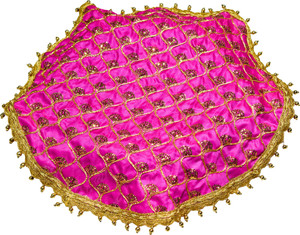 Dulhan Golden Moti Border Satin Silk Worked Thali-Cover/ Thaal-Posh ...
