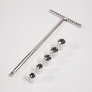 TOM 1/4" Drive T-Handle Socket Set with (8, 9, 10, 11, 12 mm) 5 Sockets ...