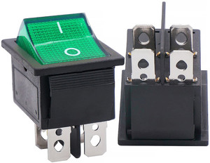 NEXT GEEK 2 pieces 4 Pins Rocker Green Switch with Indicator Lights 16A ...