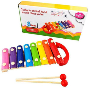 Krypton Wooden Xylophone with 8 Notes for Kids with Handle (Multicolour ...