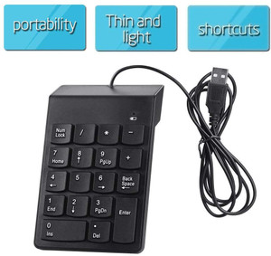 JDS PREMIUM Numeric Keypad Silent 18 Keys USB Numpad, Portable Wired ...