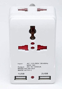 SEVENSPACE Dual USB Charger with Universal 2 Pin 3 PIN Socket Worldwide ...