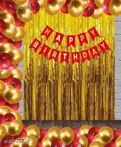 Surprise Decor Solid Happy Birthday Red Glitter Banner with HD Metallic ...