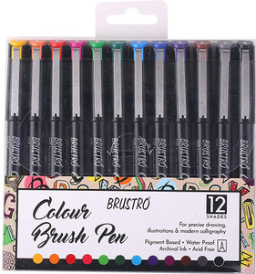 Flipkart.com | BRuSTRO Colour brush pen flexible brush Nib Sketch Pens ...