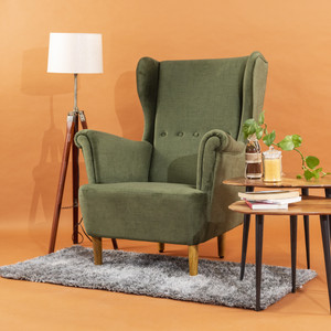Wakefit Nicco Wing Chair Solid Wood Living Room Chair Price in India ...