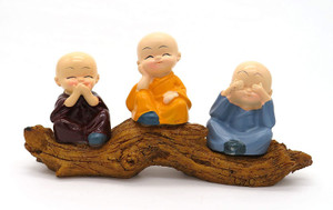 Hanu Creations Presents 3 Buddha monks idols sitting on tree Unique ...