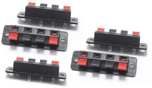 ERHIndia (Pack of 5) 2 Terminal Push Cable Clip Stereo Speaker Socket ...