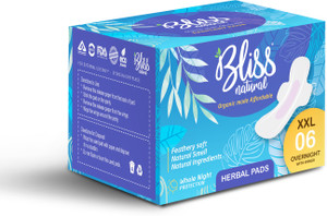 BlissNatural BLISS NATURAL ORGANIC COTTON PADS FOR WOMEN 320mm (XXL) 6 ...