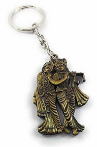 Spotlight Double Sided Radha Krishna Metal Keychain (Bronze) Decorative ...