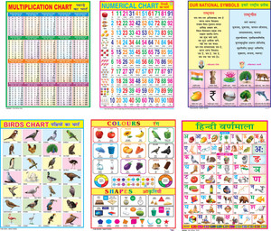 Combo of 6 Chart | Colours, Shapes, Multiplication, Numerical Chart ...