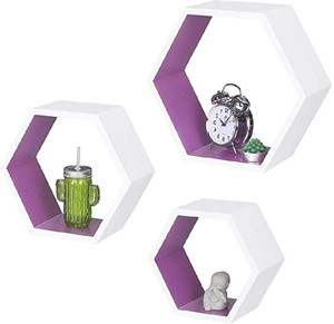 Renovation Martz Hexagonal Shape Wooden Floating Wall Shelves Perfect ...