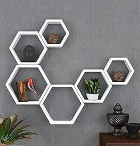 Renovation Martz Hexagonal Shape Wooden Floating Wall Shelves Perfect ...