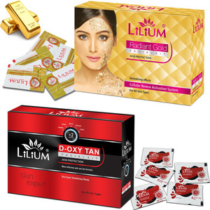 LILIUM D-OxyTan Facial Kit For More Effective on Skin & Gold Facial Kit ...