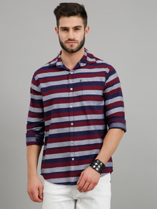 Rope Men Striped Casual Maroon Shirt - Buy Rope Men Striped Casual ...