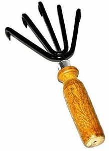 GOLD DUST Wooden Steel Five Tooth Gardening Rake Yard Leaf Rakes ...