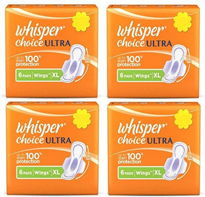 Whisper CHOICE Ultra XL - 6+6+6+6 Counts PADS Sanitary Pad | Buy Women ...