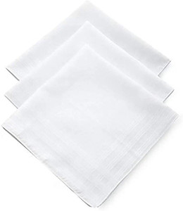 Good Shopkeeper Plain White Cotton Handkerchief pack of 3 20inches x ...