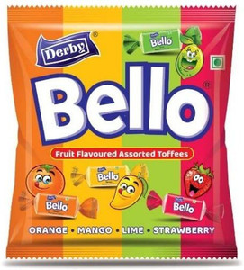 Derby Bello Fruit Flavored Toffee,Orange, Mango, Lime, Strawberry100pcs ...