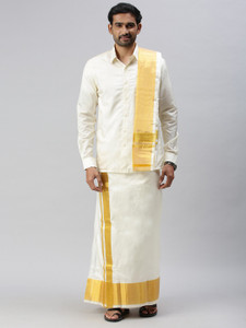 Ramraj Cotton Ramraj Cotton Mens Pure Silk Dhoti and Towel Solid Men ...