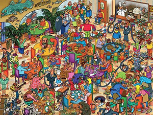 CEACO Comic Crowds - Restaurant Scene - 750 Piece Jigsaw Puzzle - Comic ...