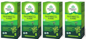 ORGANIC INDIA tulsi green classic 25 tea bags (pack of 4) Tulsi Black ...