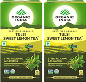 ORGANIC INDIA Tulsi Sweet Lemon Tulsi, Lemon Green Tea Bags Box Price ...