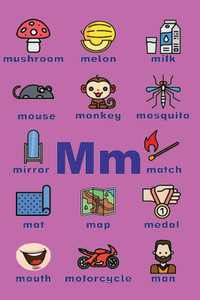 Early Learning "M" Letter Poster|Decorative Kids Education Wall Poster ...