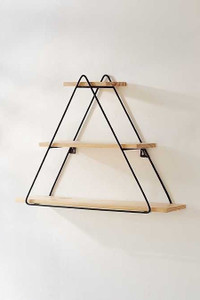 Selectdecorware Triangle Shaped Wall Mount Shelf Iron and Wood Shelf ...