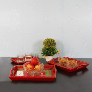 Indian Craft House Orange TAPPERED TRAY SET OF 3 Tray Serving Set Price ...