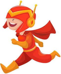 AK GRAPHICS 60 cm superhero kid running funny cartoon wall sticker Self ...